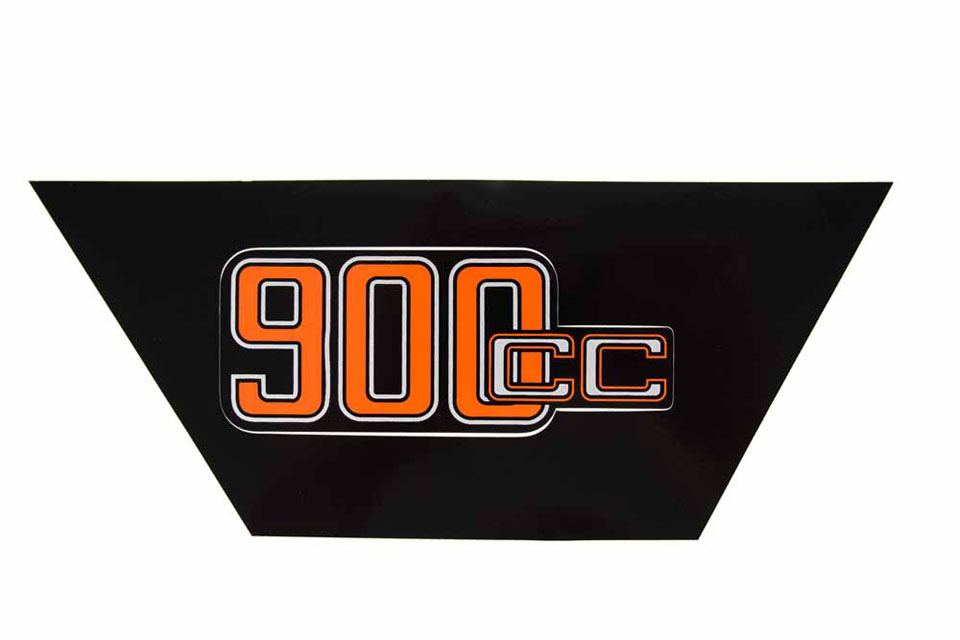 Battery Cover Decal 900cc, Red/Silver